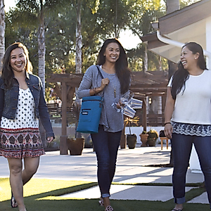 CleverMade Wine Bottle and 6 Pack Cooler Bag; Insulated Leakproof Tote with Removable Ice Pack and Corkscrew Bottle Opener, Teal