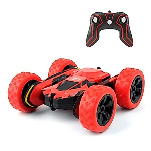 Remote Control Car for 6-8 Year Old Boys & Girls,Rimila RC Stunt Car 4WD 2.4Ghz Remote Control Vehicle Double Sided Rotating 360° Flips,Toy for Kids Birthday Gift (Battery Not Included) (Red)