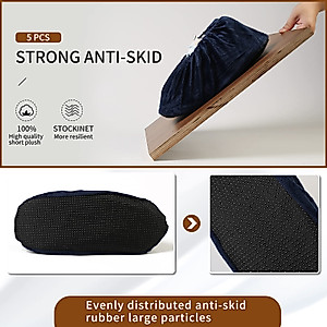 5 Pairs Reusable Shoe Covers, Non Slip Shoe Protectors Covers, Universal Soft Washable Thickened Foot Boot Shoe Covers for Indoors Home Laboratory (Navy blue)