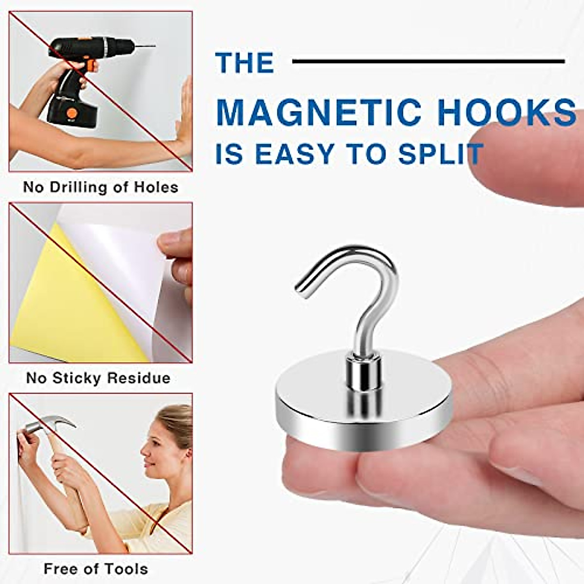 LOVIMAG Magnetic Hooks Heavy Duty, 110 lb Strong Magnetic Hooks for Hanging, Toolbox, Cruise, Office and Kitchen etc- 2 Pack
