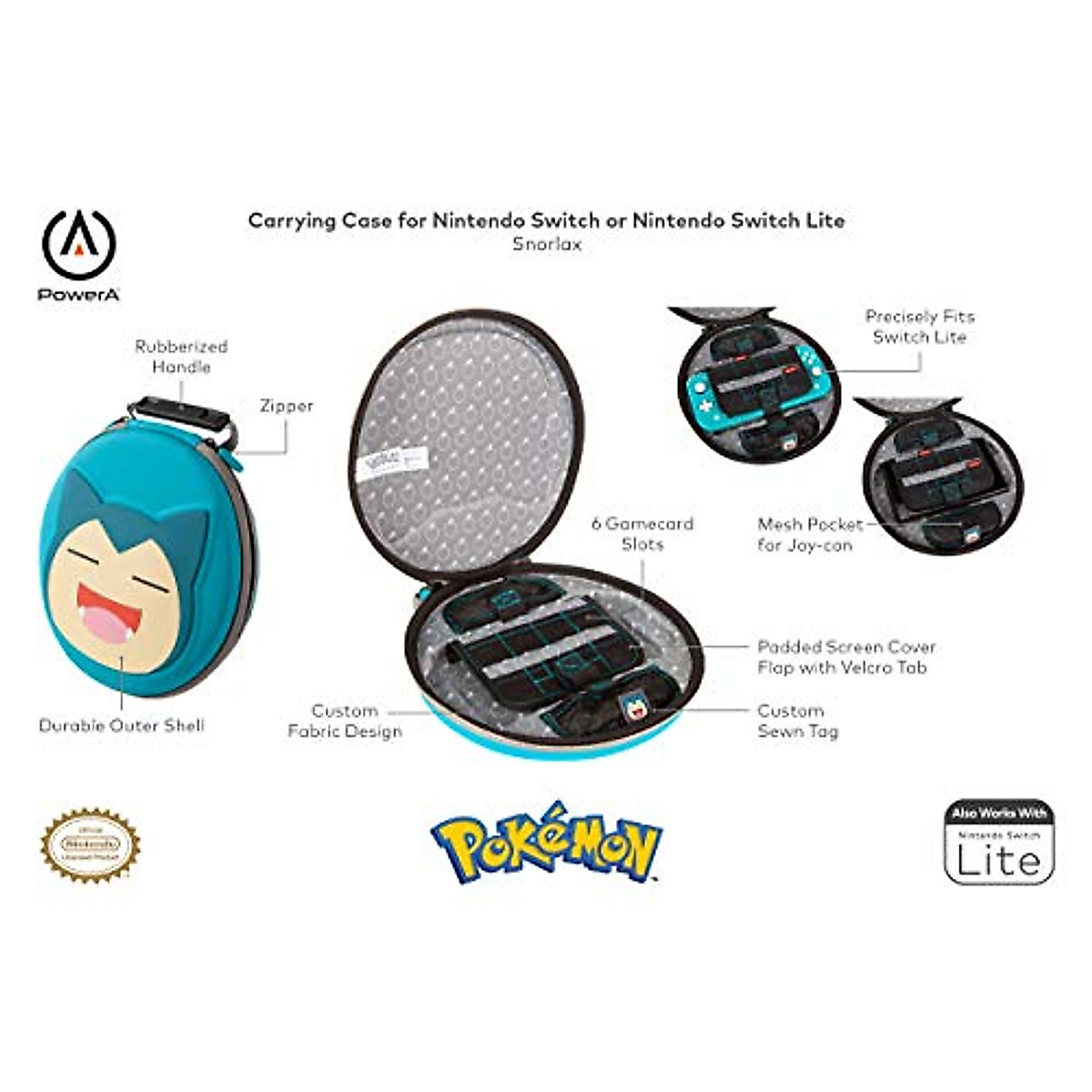 PowerA Pokemon Carrying Case for Nintendo Switch or Nintendo Switch Lite - Snorlax, Protective Case, Gaming Case, Console Case - Nintendo Switch