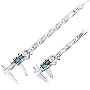 Kynup 0-12 Inch Digital Caliper, Caliper Measuring Tool with Stainless Steel, IP54 Waterproof Protection Design, Easy Switch from Inch Metric Fraction, Large LCD Screen (200mm/300mm)