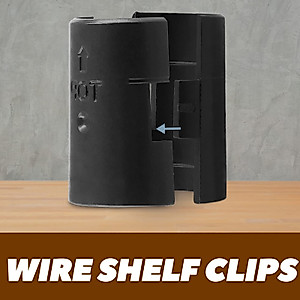 Moicstiy 50 Pack 1 Inch Wire Shelving Shelf Lock Clips, Plastic Shelving Clips Replacement Black Sleeve Shelf Clips for Wire Shelving, Post Wood Metal Pole(25 Pair)