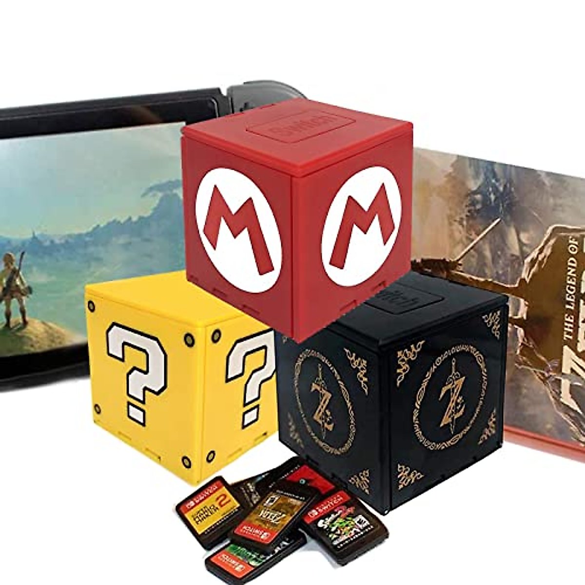 doepeBAE Games Storage Case Compatible for Nintendo Switch - Video Game Card Holde Protective Storage System Game Card Organizer Travel Container Box Hard Shell with 16 Game Card Slots (L Red 16)