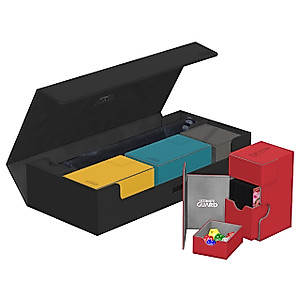 Ultimate Guard Superhive 550+, Deck Case for 550 Double-Sleeved TCG Cards, Black/Grey, Compatible with Boulders, Magnetic Closure & Microfiber Lining