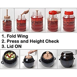 NURUMI - Premium Press Plate - Principle of Fermentation Weight Useful for a large amout of Pickles, Fermentation and Mature Foods in Crock Jar Container Mouth(over 14cm, 5.5in) (Round Apricot)