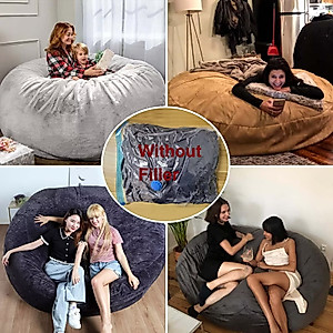 LCYFBE Bean Bag Chairs, 4ft Giant Bean Bag Chair for Adults, Big Bean Bag Cover Comfy Large Bean Bag Bed (No Filler, Cover only) Fluffy Lazy Sofa (Dark Grey)