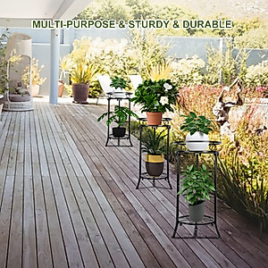 Plant Stands Indoor,Tall Metal Potted Plant Display Holder 2 Tier Patio Flower Pot Stands Anti-Rust Heavy Duty Multiple Stand Holder Shelf Rack(20.3'')