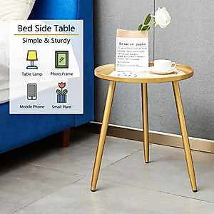 Round End/Side Tables for Living Room, Ideal for Any Room-Side Tables Living Room, Bedroom, Gold Plant Stand Balcony, Modern Coffee/Accent Table