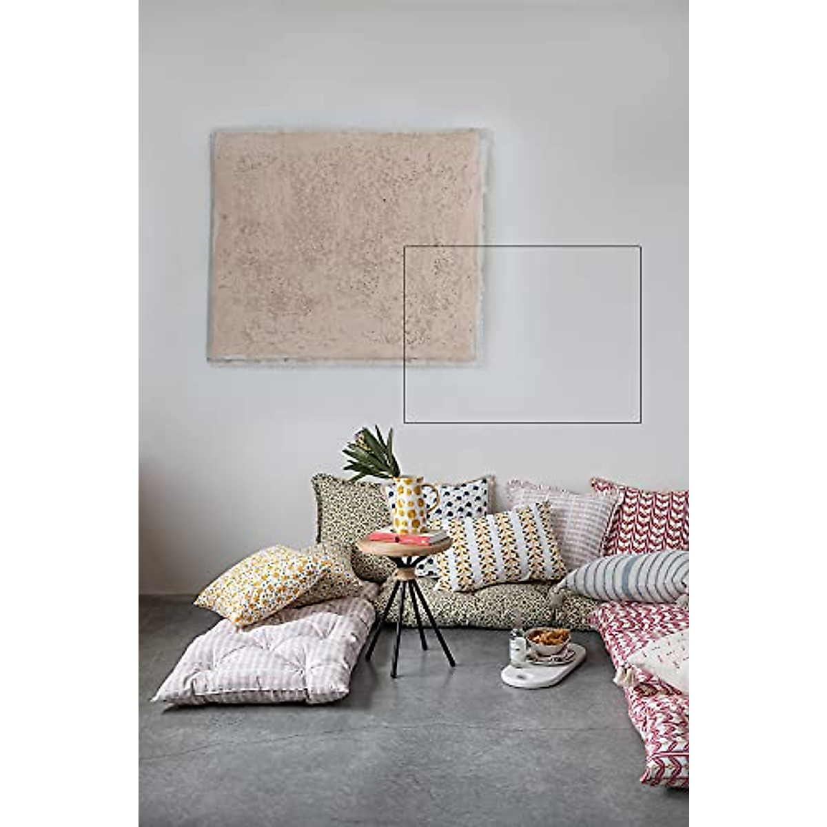 Creative Co-Op Cotton Printed Lumbar Embroidery & French Knots Pillow, Multicolored