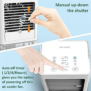 Personal Air Cooler, Portable Air Conditioner Fan with 1/2/4/8H Timer, Operated 3 Wind Speeds & 3 Refrigeration, Ice Cooler Fan for Home Bedroom Office Outdoor