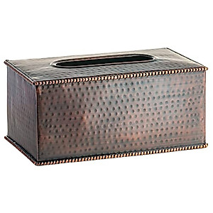 Heavyweight Tissue Box Holder, Luxury Hammered Oil Rubbed Bronze, Rectangular Size