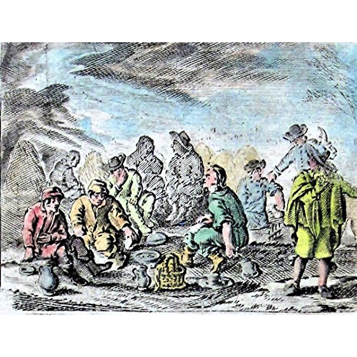 Antique Copperplate Miniature Engraving: BL125 from Ouderdom, Buyten Leven, en Hof Gedachten