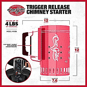 Char-Griller Charcoal Grill Chimney Starter with Quick Release Trigger, 12-Inch