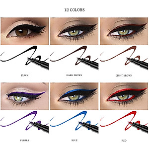 Ownest 12 Colors Liquid Eyeliner Set, Matte Liquid Eyeliner Colorful Eye Liner Pen Neon Eyeliner Makeup,Waterproof Smudge-Proof Smooth Eyeliner Pen