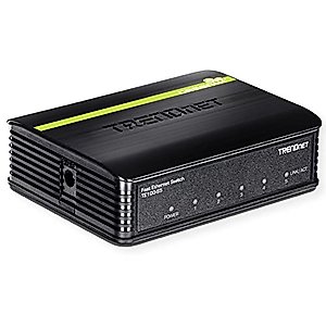 TRENDnet 5-Port Unmanaged 10/100 Mbps GREENnet Ethernet Desktop Plastic Housing Switch, 5 X 10/100 Mbps Ports, 1Gbps Switching Capacity, TE100-S5