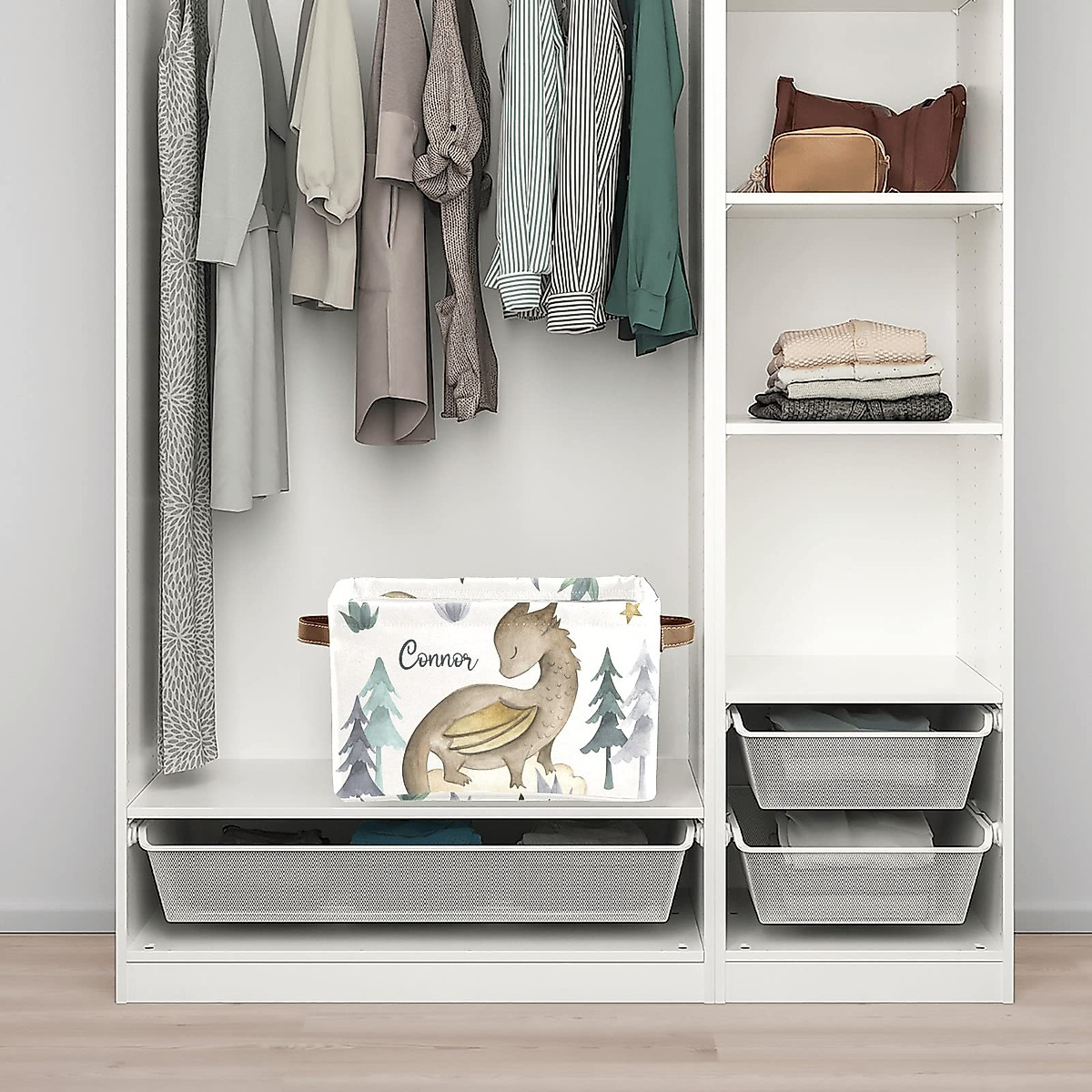 SunFancy Watercolor Dragon Egg Personalized Storage Box Baskets Wardrobe Cubes Basket Box for Pet Room Home Office Kitchen 2 Packs