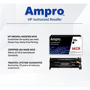 Ampro New OEM Modified CF258A MICR Toner Cartridge Replacement for CF258A 58A Cartridge for HP Laserjet Pro M404 M428 MFP Series (Prints 3000 Pages)
