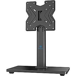 PERLESMITH Swivel Universal TV Stand/Base - Table Top TV Stand for 19-43 inch LCD LED TVs/Monitor/PC - Height Adjustable TV Mount Stand with Tempered Glass Base, VESA 200x200mm, PSTVS07