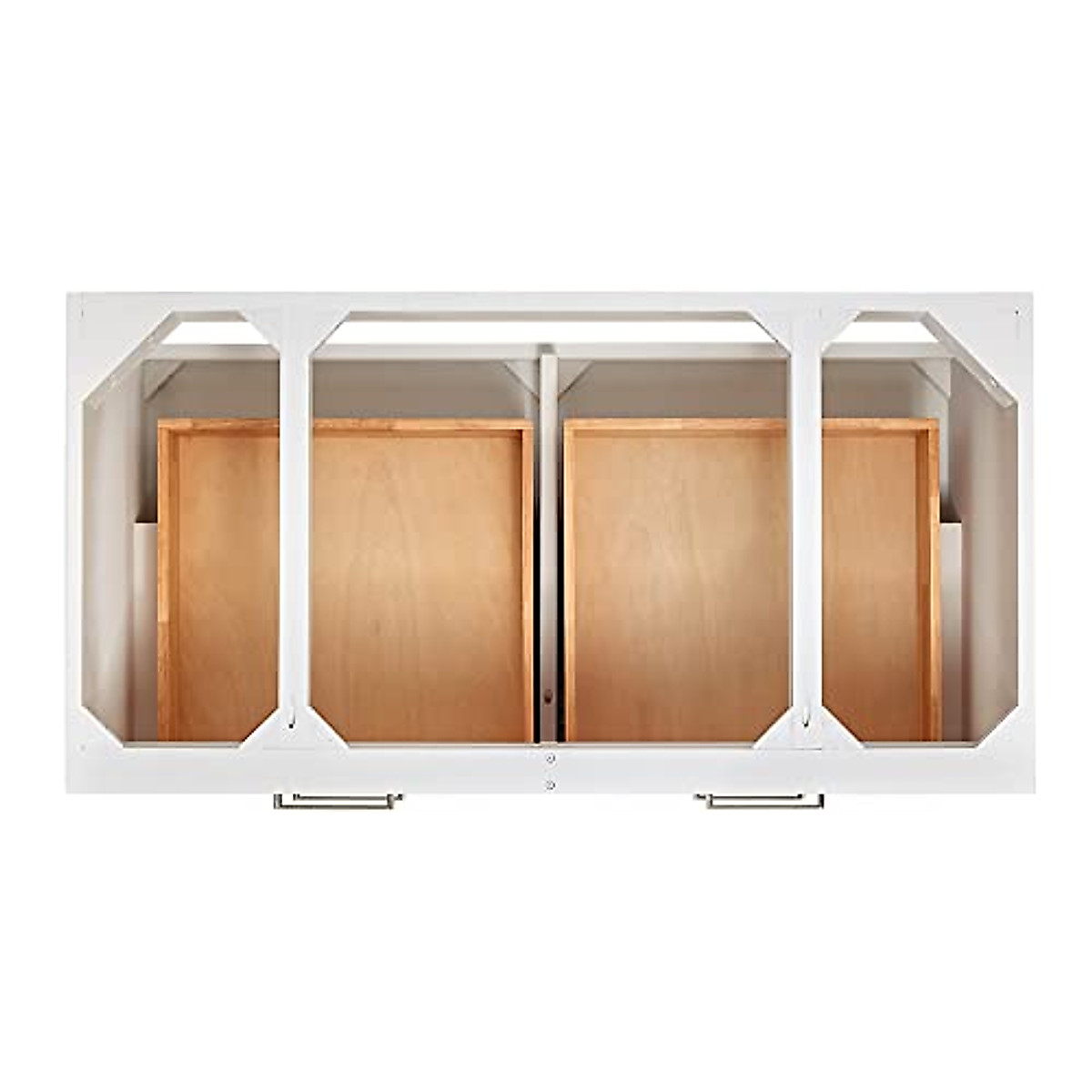 ARIEL 42" White Bathroom Vanity Base Cabinet, Single Sink Configuration, 2 Full Extension Dovetail Drawers, Brushed Nickel