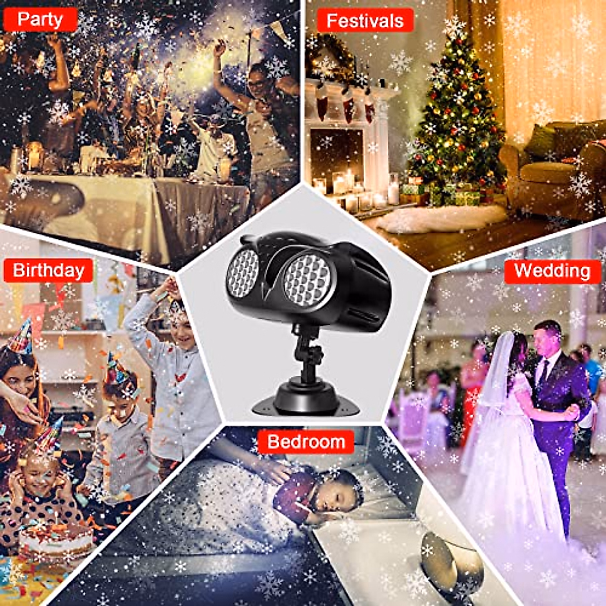 Christmas Snowflake Projector Lights Outdoor, Remon Owl Shape LED Snowfall Projector Remote Control Timing IP65 Waterproof, Dynamic Snowflakes Landscape Light for Xmas New Year Indoor Home Party Decor