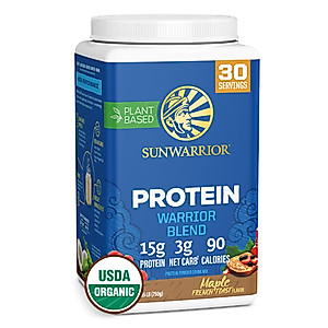 Vegan Organic Protein Powder Plant-based | BCAA Amino Acids Hemp Seed Soy Free Dairy Free Gluten Free Synthetic Free NON-GMO | Maple Toast 30 Servings | Warrior Blend by Sunwarrior