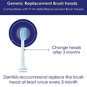Sensitive Replacement Toothbrush Heads fits Most HX6054 Series - Electric Toothbrush Heads - 4 White Brush Heads