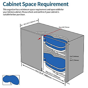 SIPELQDE Swing Right Blind Corner Cabinet Pull out for 36 Inch,Soft Close Corner Cabinet Organizer,2 Tiers Tray Adjustable Height Corner Cabinet Lazy Susan