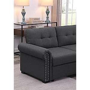 Springfavor 6 Seat Pull Out Couch Sectional Couches for Living Room with Storage Chaise Lounge, U-Shaped Modern Sofas & Couches with Nail for Department/Home/Office