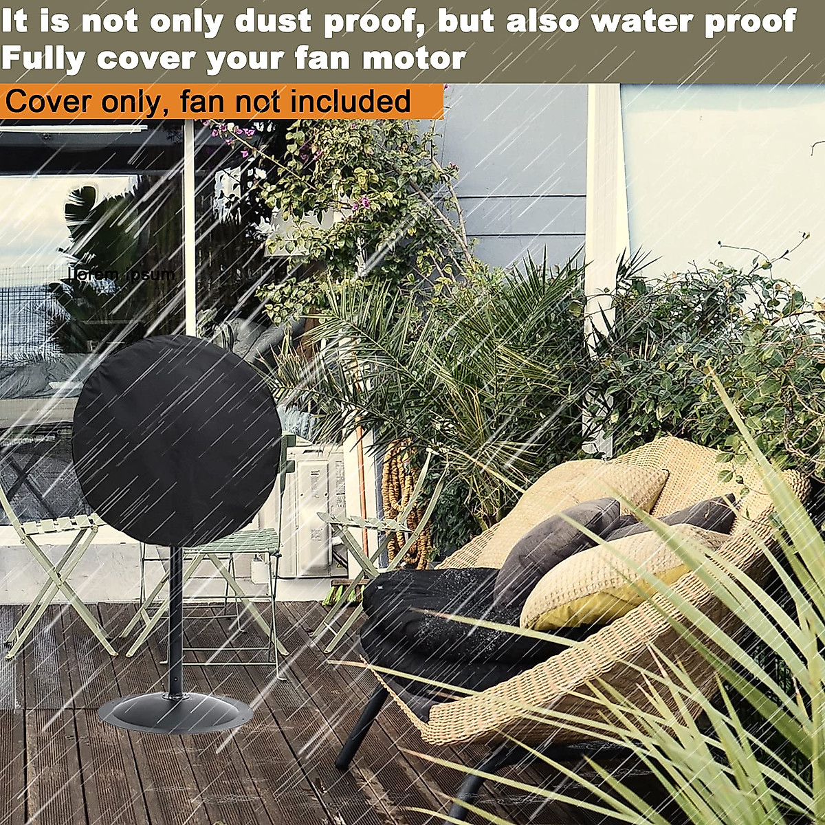 ELONGRIVER Industrial Fan Cover, Waterproof & Dustproof Cover for Wall Mount Fan, Pedestal Fan and Outdoor Fans in Heavy Duty Polyester