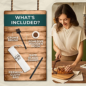 Bread Knife Package Slicer for Sourdough Bread, 16.5" Premium Wooden Bow Design, Premium Stainless Steel Serrated Saw, Cutter for cutting Loaf, Sandwich, Bagels, Homemade Bread & more - Black Walnut