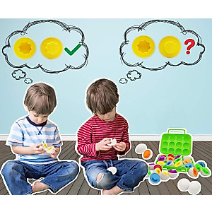 Beakabao 12pcs Color and Shape Matching Egg Set Montessori Toddler Education Classification Toys for Fine Motor Skills of The Fingers Muscles, Preschool Children Smart Puzzles Easter Gifts (Green)