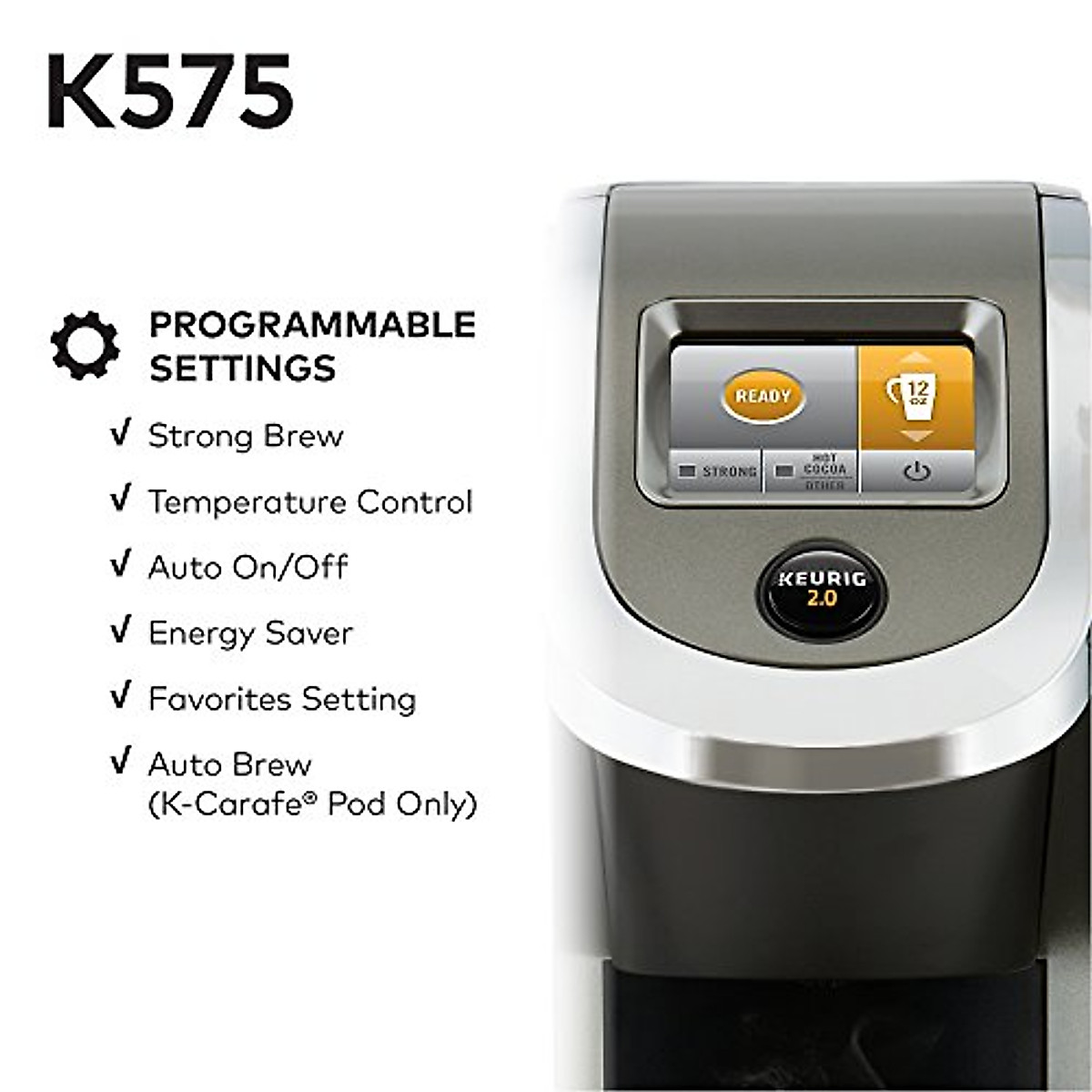 Keurig K575 Coffee Maker, Single Serve K-Cup Pod Coffee Brewer, Programmable Brewer, Platinum