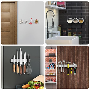 Ninonly 10 Inch Magnetic Knife Holder for Refrigerator, Stainless Steel Double Sided Magnet Knife Strip for Wall, No Drilling Magnetic Knife Rack with Powerful Magnetic Pull Force Fridge Applicable