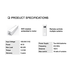 Homesupplier Smart Curtain System, Heavy Duty Electric Curtain Rod, WiFi Control, Work with Amazon Alexa, Google Home, Adjustable Length (20 ft rod)