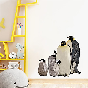 RoyoLam Penguin Family Wall Decal Nursery Animal Wall Sticker Removable Peel and Stick Waterproof Wall Art Decor Stickers for Kids Baby Classroom Living Room Playing Room Bedroom