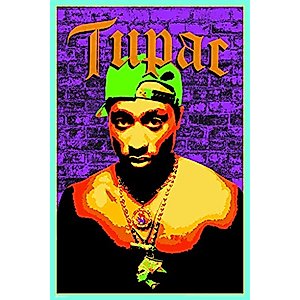 Tupac Posters 2Pac Poster Wall 90s Hip Hop Rapper Posters for Room Aesthetic Mid 90s 2Pac Merch Cool Psychedelic Trippy Hippie Decor UV Light Reactive Black Light Eco Blacklight Poster for Room