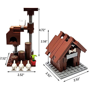 General Jim's Pets Double Decker Two Level Cat & Dog House Building Block Set - includes Cat Tower and Dog Kennel with Kittens and Dogs