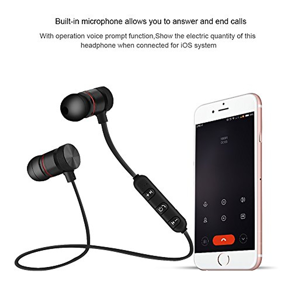Yoidesu Wireless Headphones, Portable Wireless Bluetooth Headphones Magnetic Earbuds Sports Earphone Built-in Microphone for iPhone Android(Black)