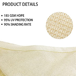 Dafoecheer Sun Shade Sail 12' x 16'Rectangle UV Block Canopy for Patio Garden Backyard Lawn and Outdoor Activities, Cream