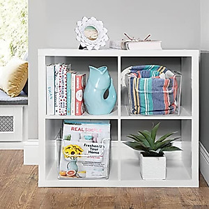 mDesign Plastic Household Storage Organizer Bins with Open Dip Front for Kitchen, Bedroom, Bathroom, Office, Craft or Playroom Organization - Holds Toys, Books - Ligne Collection, Clear