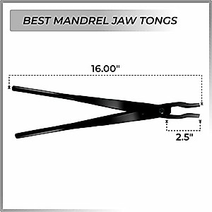 Simond Store 16" Mandrel Jaw Blacksmith Tongs - Forging Tools and Equipment for Beginner and Professional, Bladesmith, Blacksmith, Farrier - Forging Tongs for Knife Making