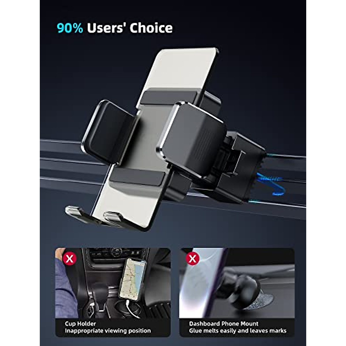 Lamicall Car Vent Phone Mount Phone Holder for Car Air Vent Clip in Vehicle [Big Phone & Thick Cases Friendly] Hands Free Cell Phone Automobile Clamp Cradles, Fit for All iPhone Samsung Phones