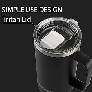 SILICANICE 14 oz Stainless Steel Vacuum Insulated Tumbler with handle & MacSlider Lid, Dishwasher Safe & Spill Proof Coffee Cup, Travel Mug for Hot/Cold Drinks, Durable Design - Black