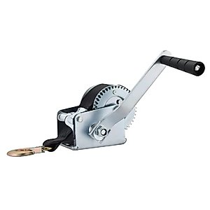 ATPEAM Boat Trailer Winch, Heavy Duty Hand Winch with 5m Black Strap Gear Hand Winch with Crank Handle, Manual Winch for Towing (800LBS)