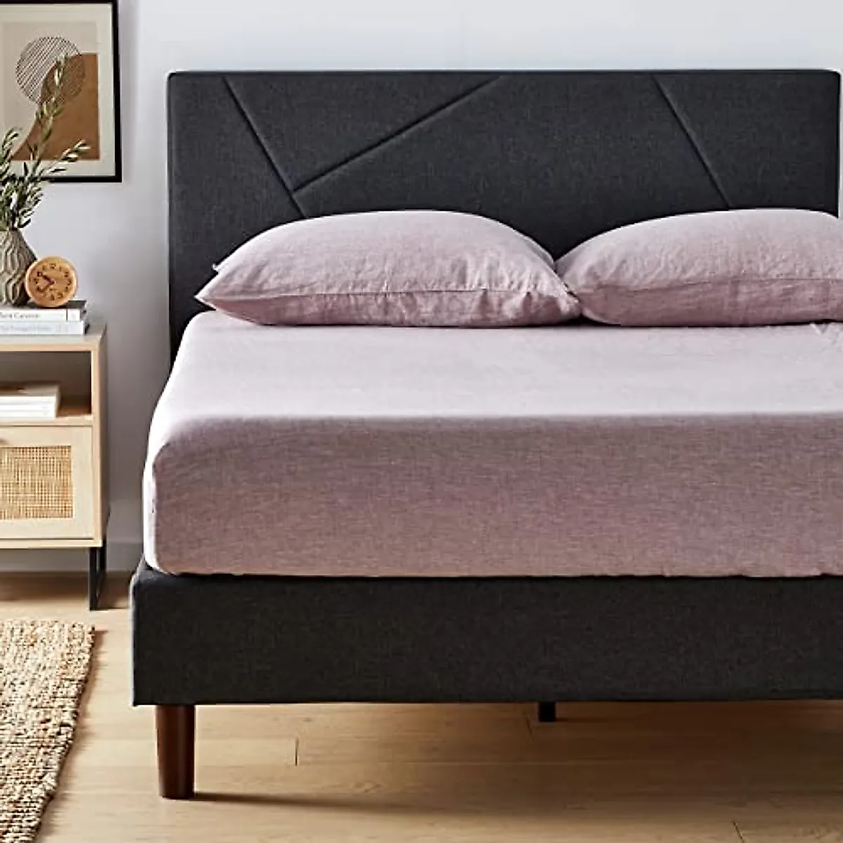 ZINUS Judy Upholstered Platform Bed Frame / Mattress Foundation / Wood Slat Support / No Box Spring Needed / Easy Assembly, Full Grey