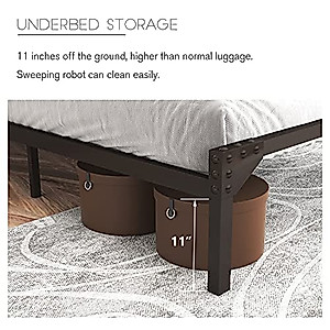 SHA CERLIN Twin Size Metal Platform Bed Frame with Wood Headboard, Mattress Foundation with Heavy Duty Metal Slats Support, No Box Spring Needed, Easy Assembly