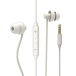 MAXROCK Sleep Earbuds, Ultra-Soft Comfortable Noise Isolating Earplugs Workout Headphones in-Ear Earphones w/Mic & Volume Control - Perfect for Side Sleeper Air Travel, Meditation & Insomnia(White)