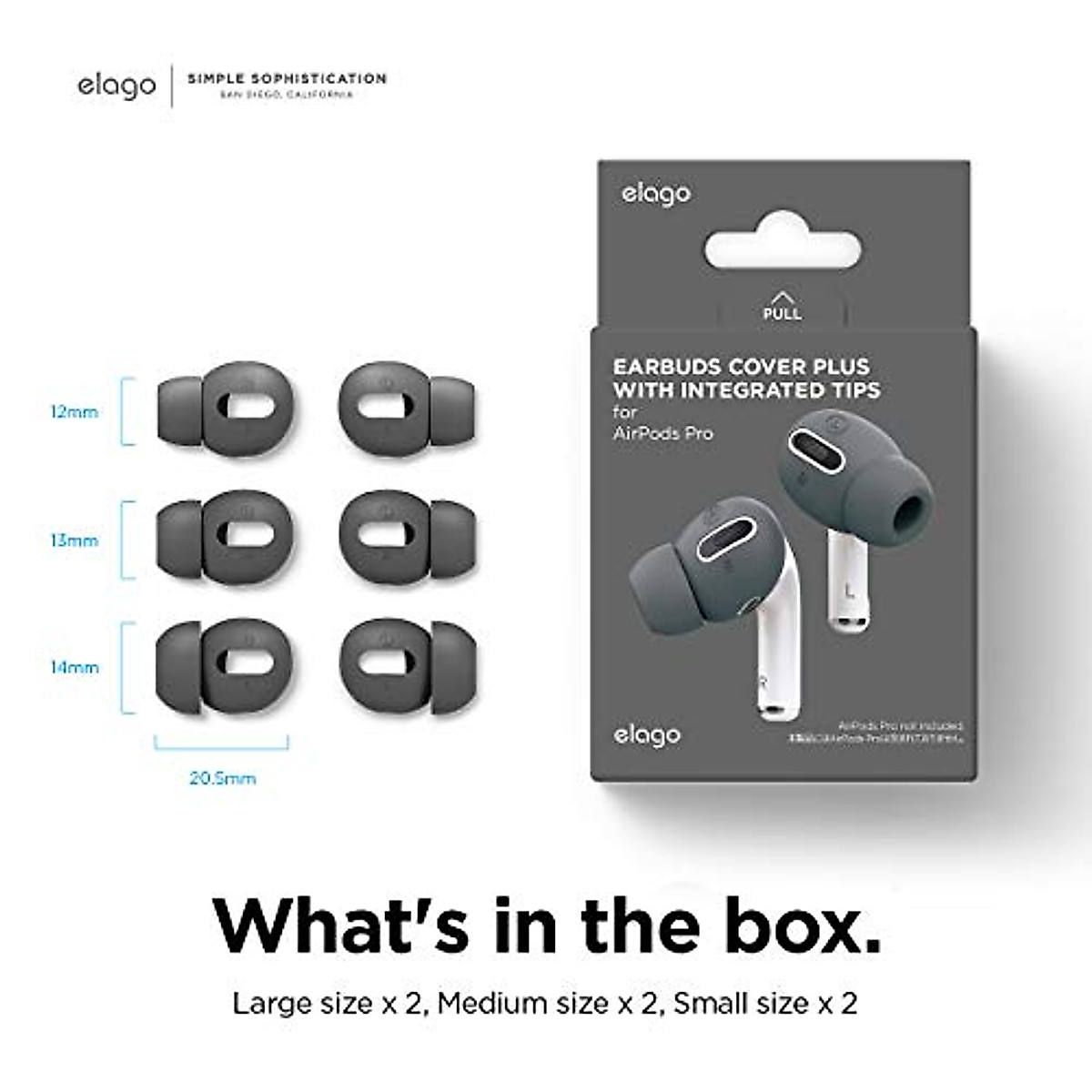 elago [6 Pairs] AirPods Pro Ear Tips with Integrated Earbuds Cover Designed for Apple AirPods Pro, Fit in The Case, Anti-Slip, [3 Sizes: Large + Medium + Small] [US Patent Registered] (Dark Grey)