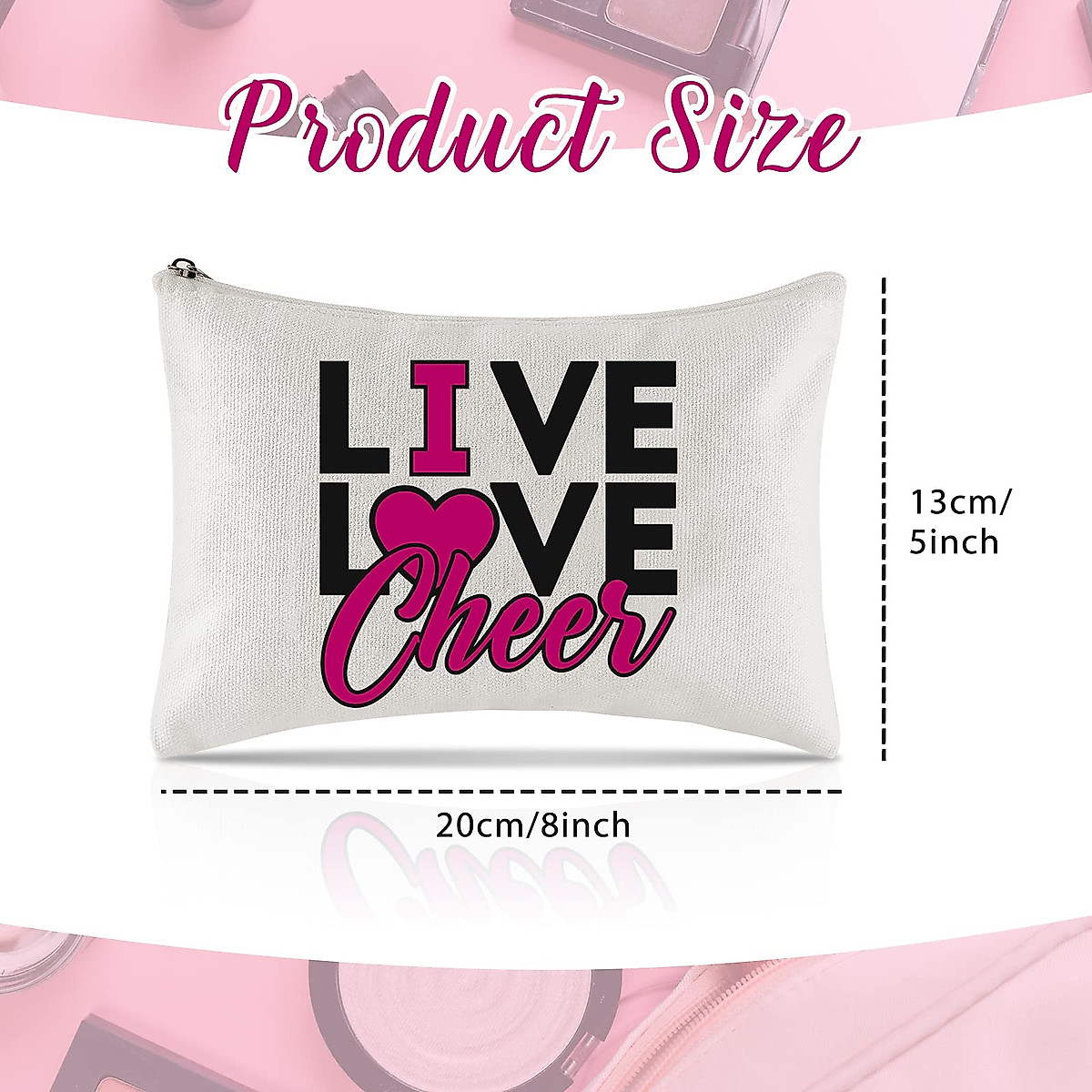 Flutesan 24 Pieces Cheerleader Gifts Bulk Canvas Cheer Bags Makeup Bag, Cheer Scrunchies, and Hair Ties for Girls Women Teammates